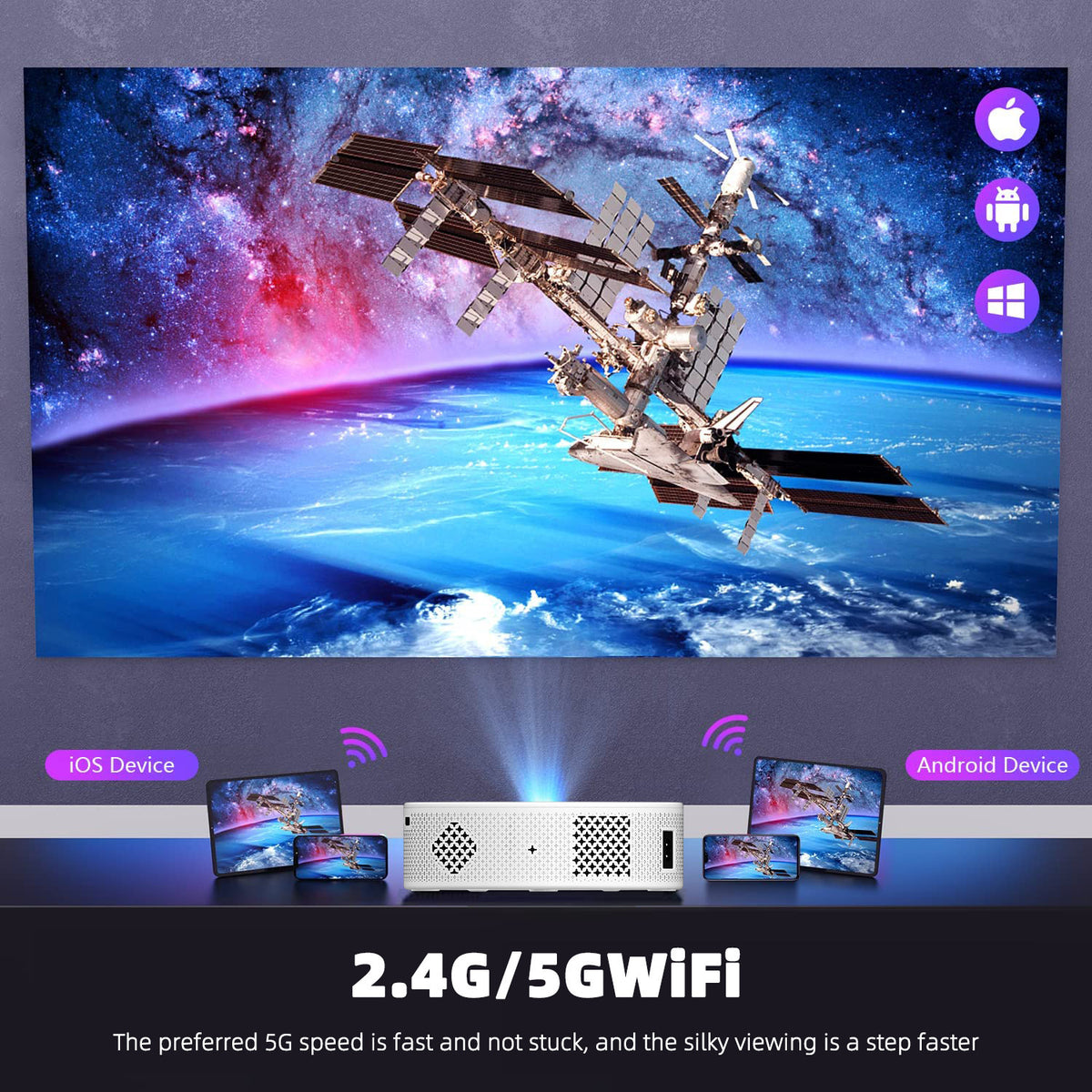 Wireless HD Projector Home Theater Portable Overhead Projector