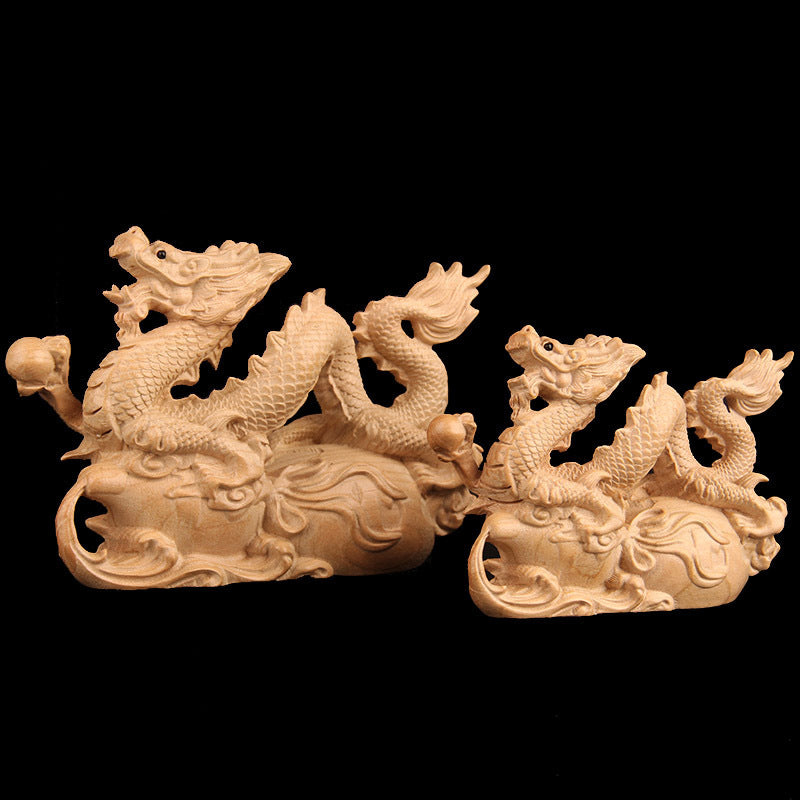 Peach Wood Dragon Qinglong Ornament